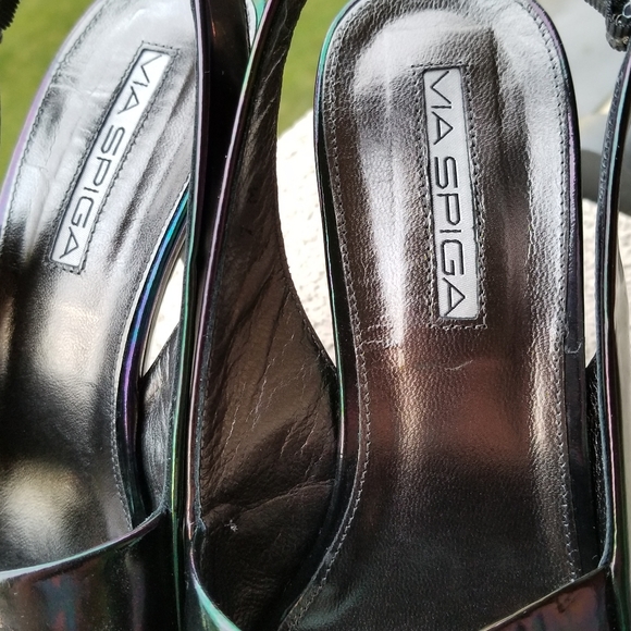 Via Spiga | Shoes | Iridescent Petrol Or Oil Slick Platform Heels Sz ...